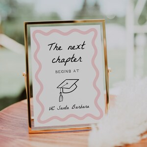 Graduation Next Chapter Begins at Sign | Graduation Party Signs, Grad ...