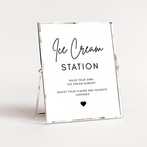 Ice Cream Station Sign | Luna, Modern Minimalist Wedding Signs, Ice ...