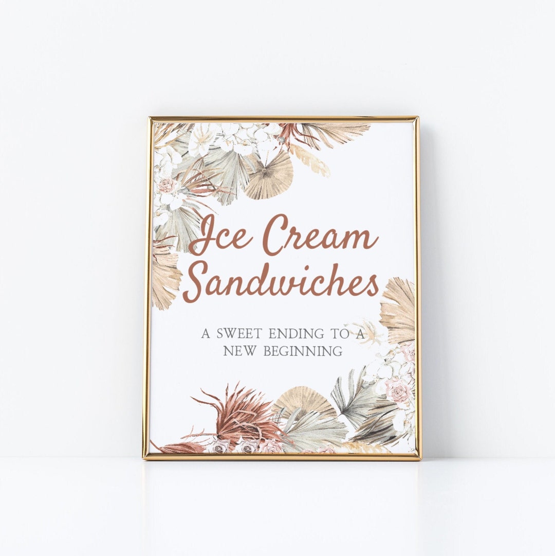 Boho Ice Cream Sandwiches Sign | LANA, Printable Wedding Sign, Dessert ...