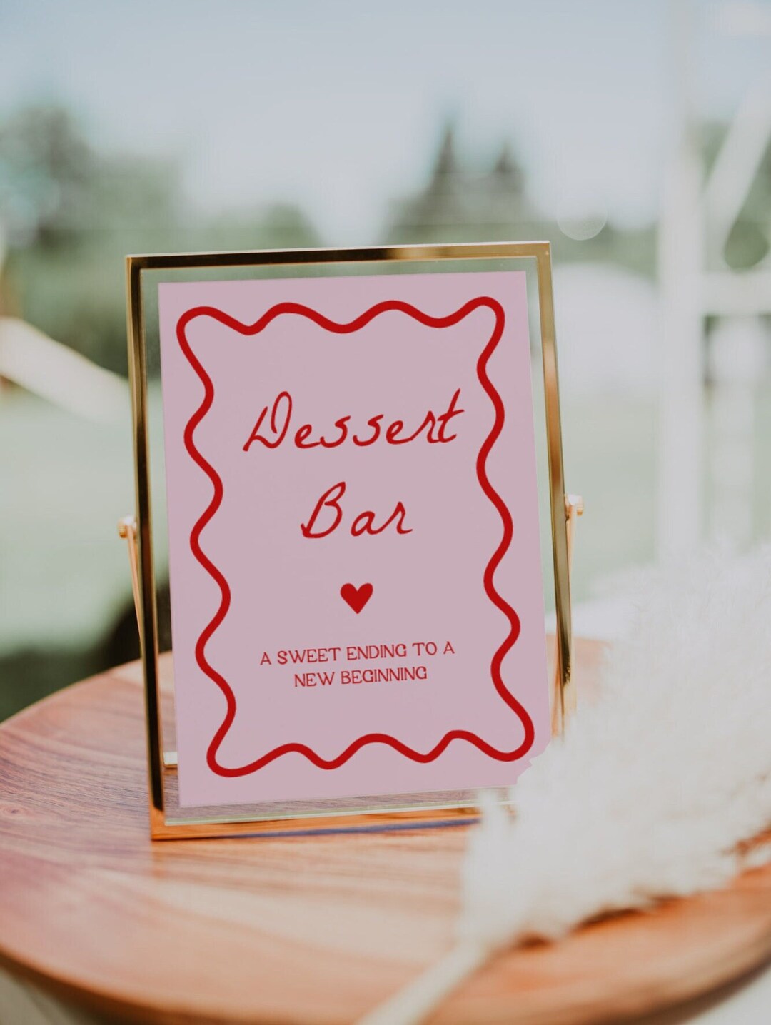Pink and Red Dessert Bar Sign | Squiggly Wedding Sign, Wedding Dessert ...