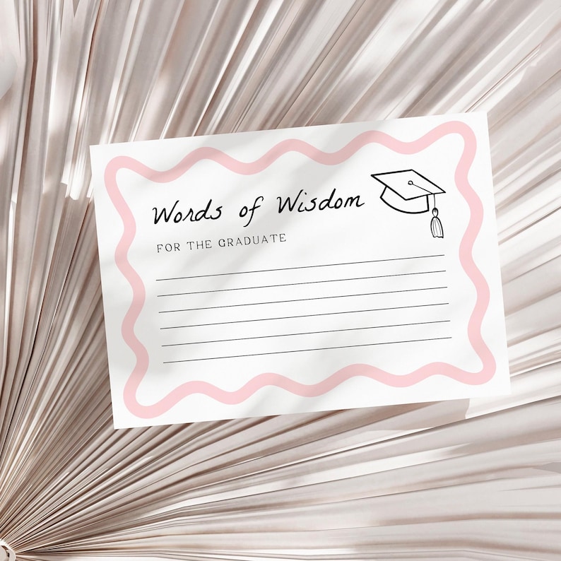 Graduation Words of Wisdom Sign and Card Template | Graduation Party ...