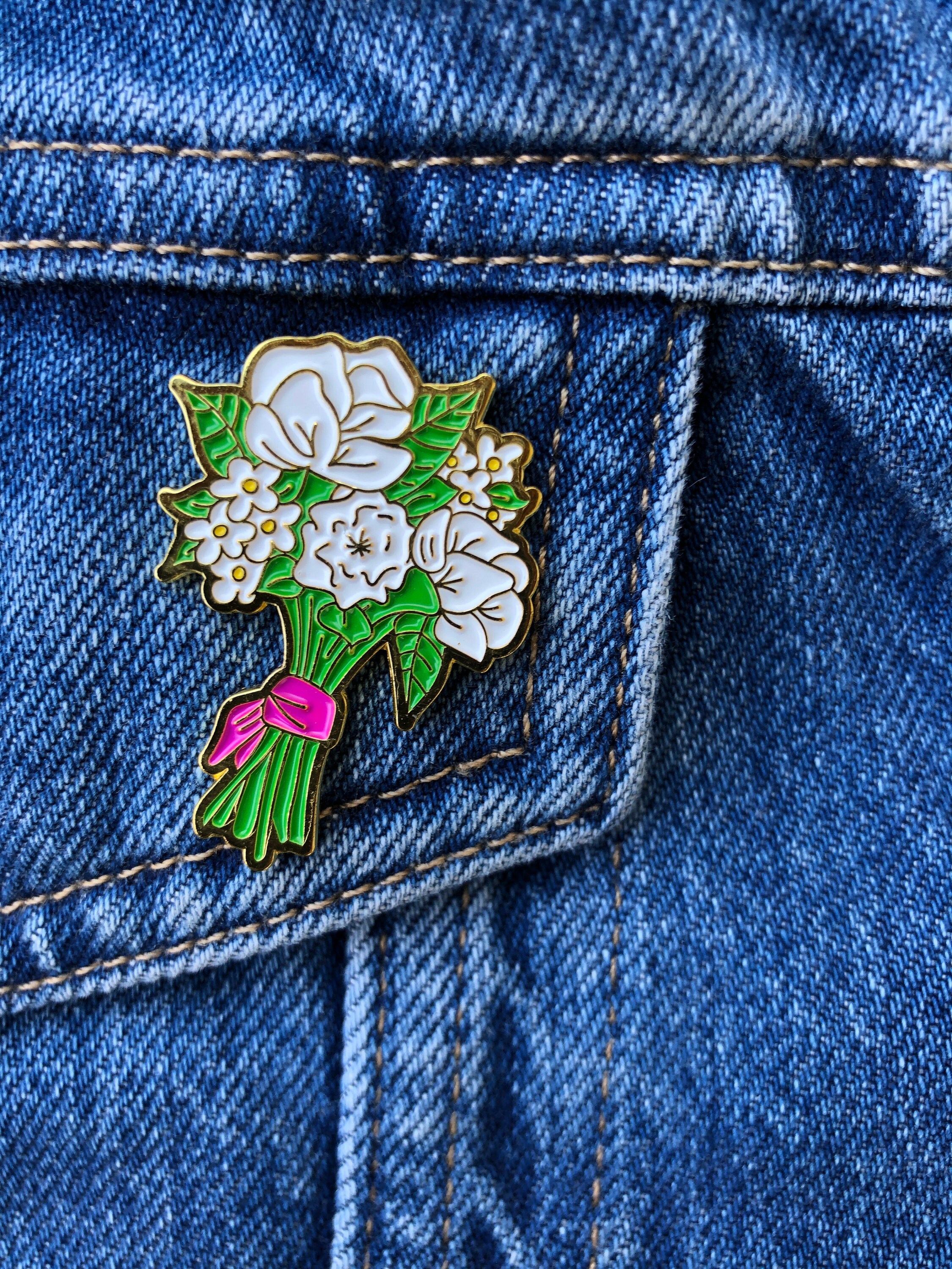 Bride Bouquet Pin Bride Enamel Pin Wedding Party Pins - Etsy