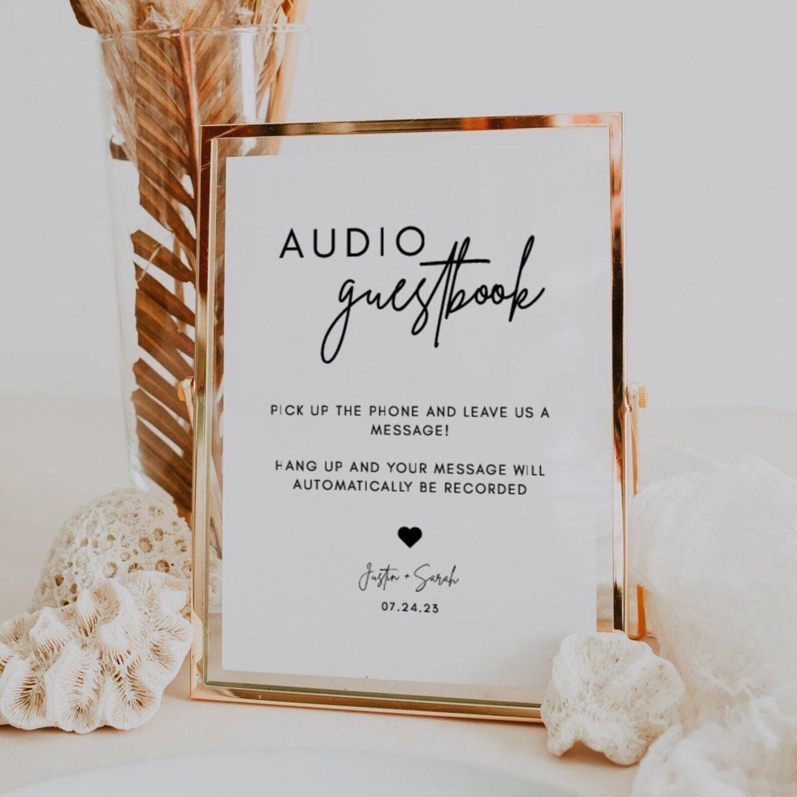 Minimalist Audio Guestbook Sign | Luna, Phone Message Guest Book, Pick ...