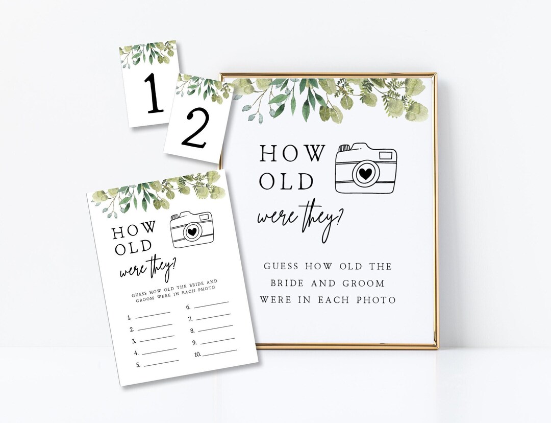How Old Were They Bridal Shower Game | Greenery, Coed Shower Game ...