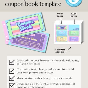 Editable Coupon Book Template | Printable Coupons, Customizable Coupon ...