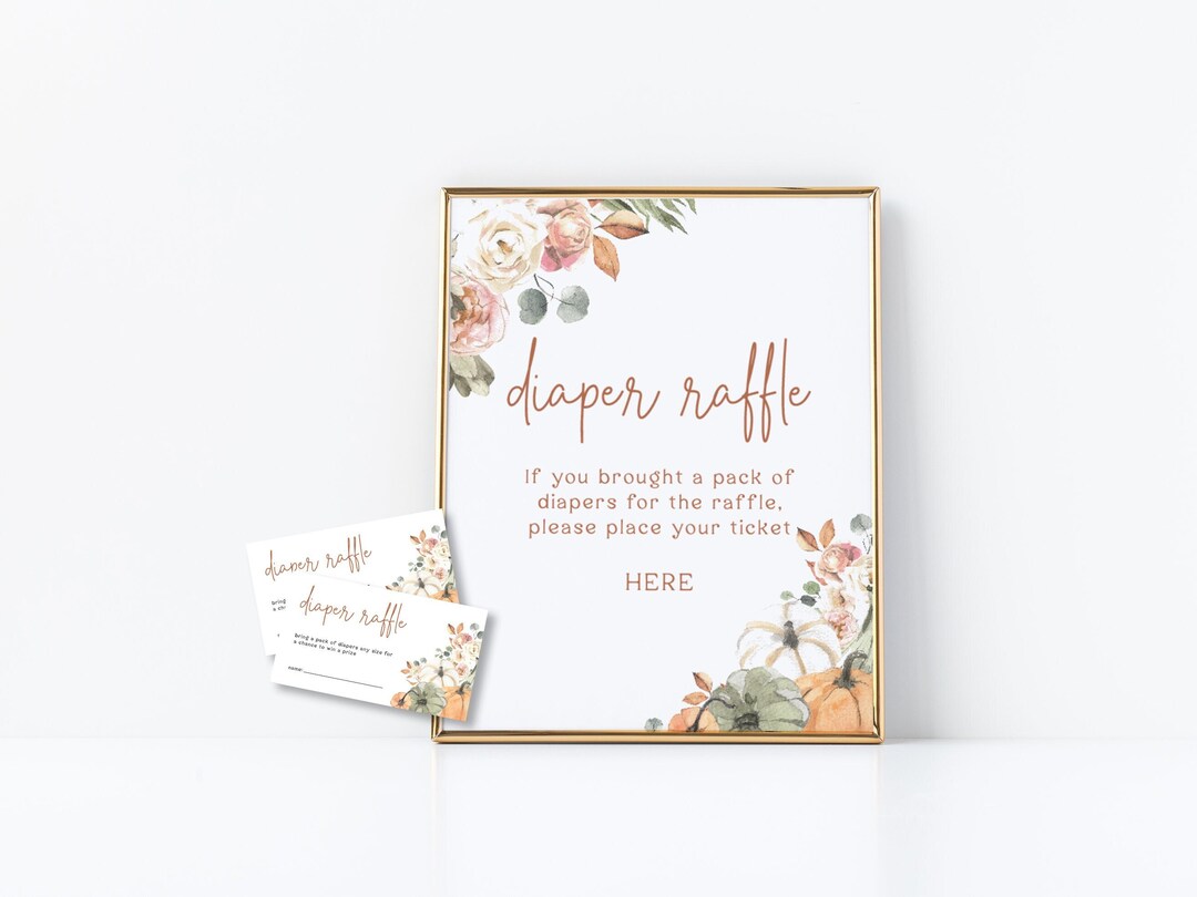 Diaper Raffle Sign and Cards | Fall Baby Shower Diaper Raffle, A Little ...