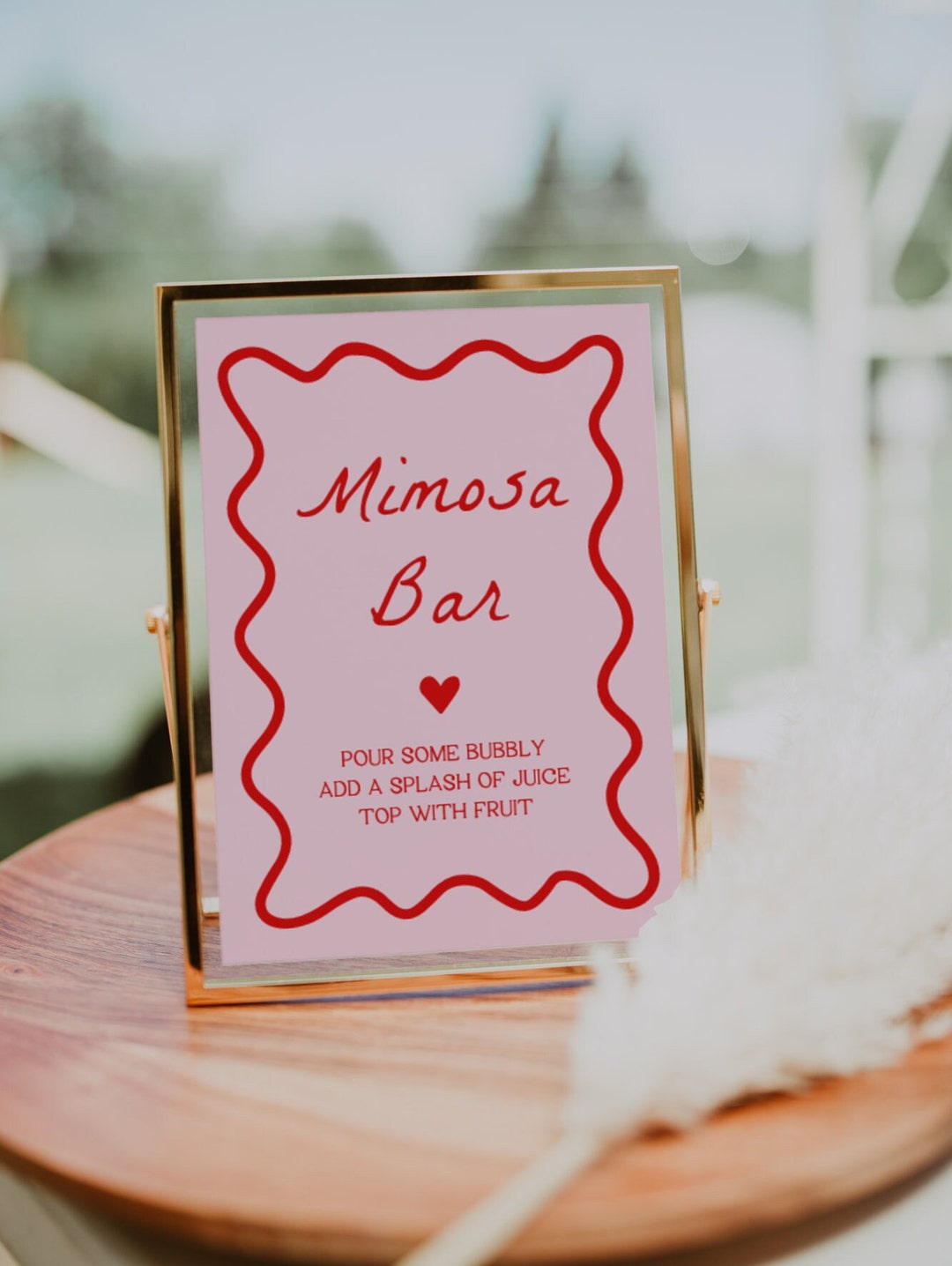 Pink and Red Mimosa Bar Sign | Bridal Shower Signs, Shower Mimosa Bar ...