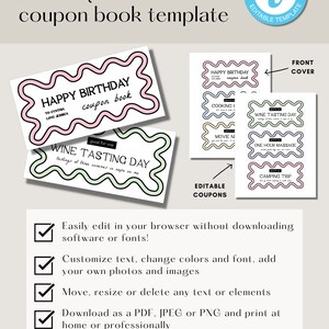 Wavy Editable Birthday Coupon Book Template | Printable Birthday ...