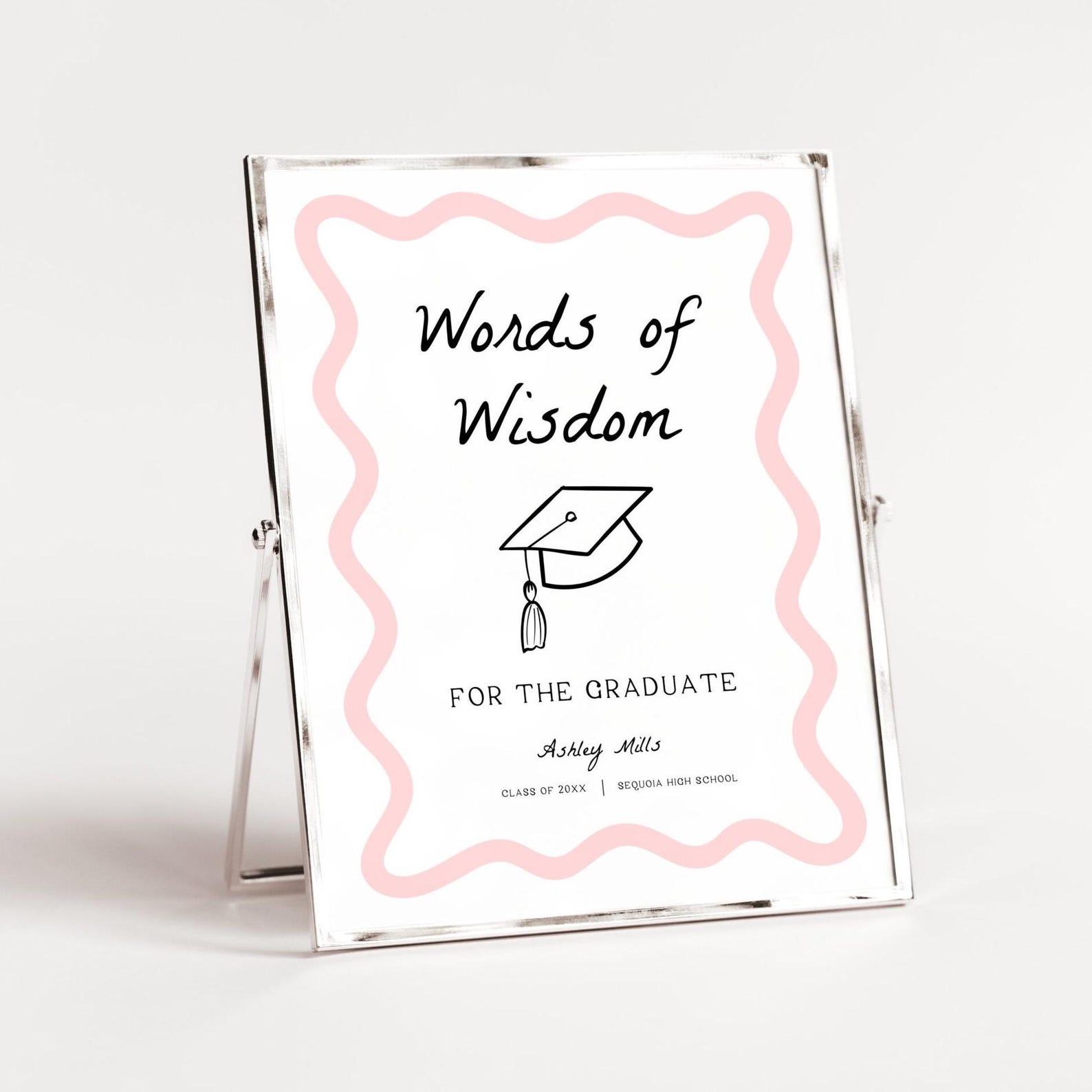 Graduation Words of Wisdom Sign and Card Template | Graduation Party ...