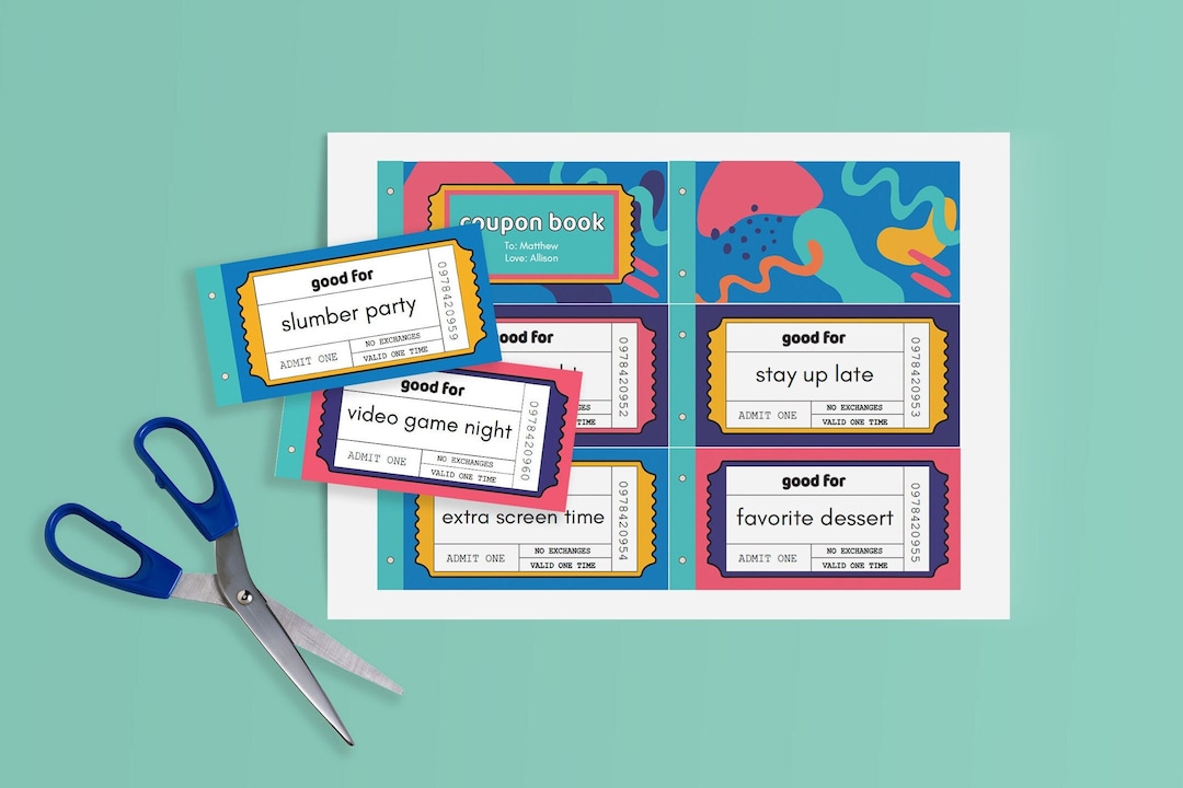 Retro Customizable Birthday Coupon Book | Printable Coupon Book ...
