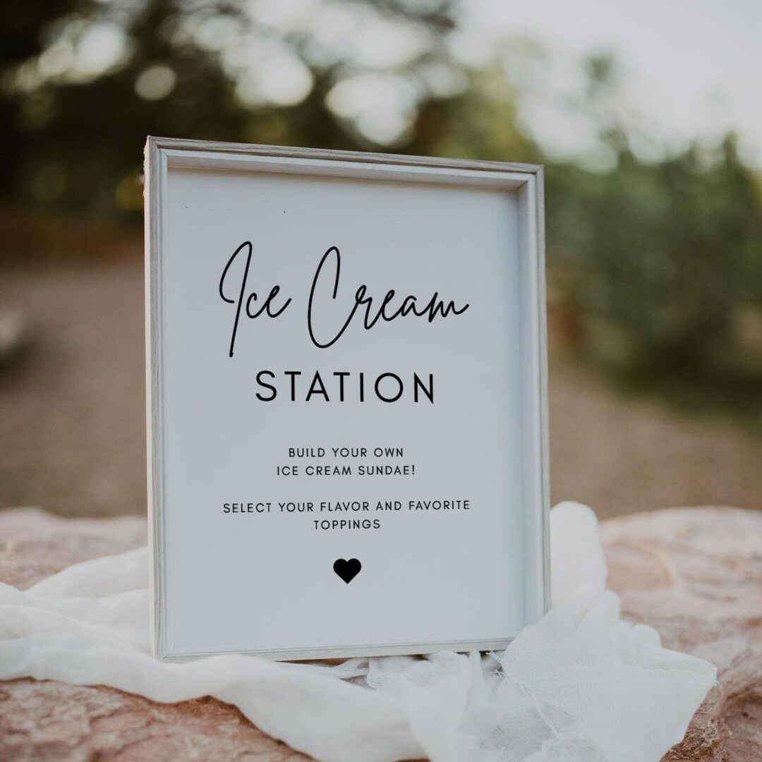 Ice Cream Station Sign | Luna, Modern Minimalist Wedding Signs, Ice ...