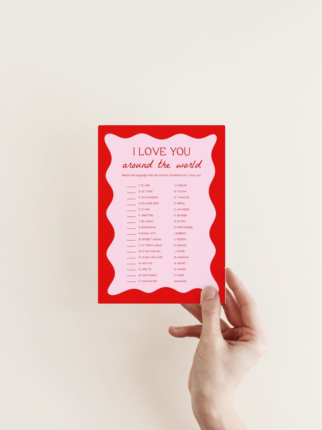 I Love You Around the World Game Bridal Shower Games, Printable Games ...