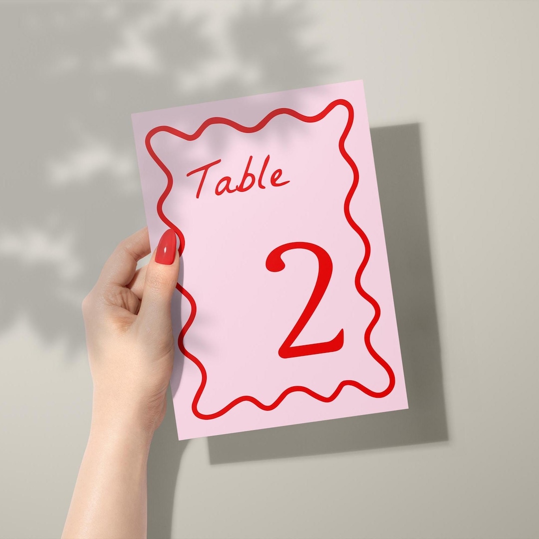 Pink and Red Wedding Table Number Template | Wedding Table Numbers ...