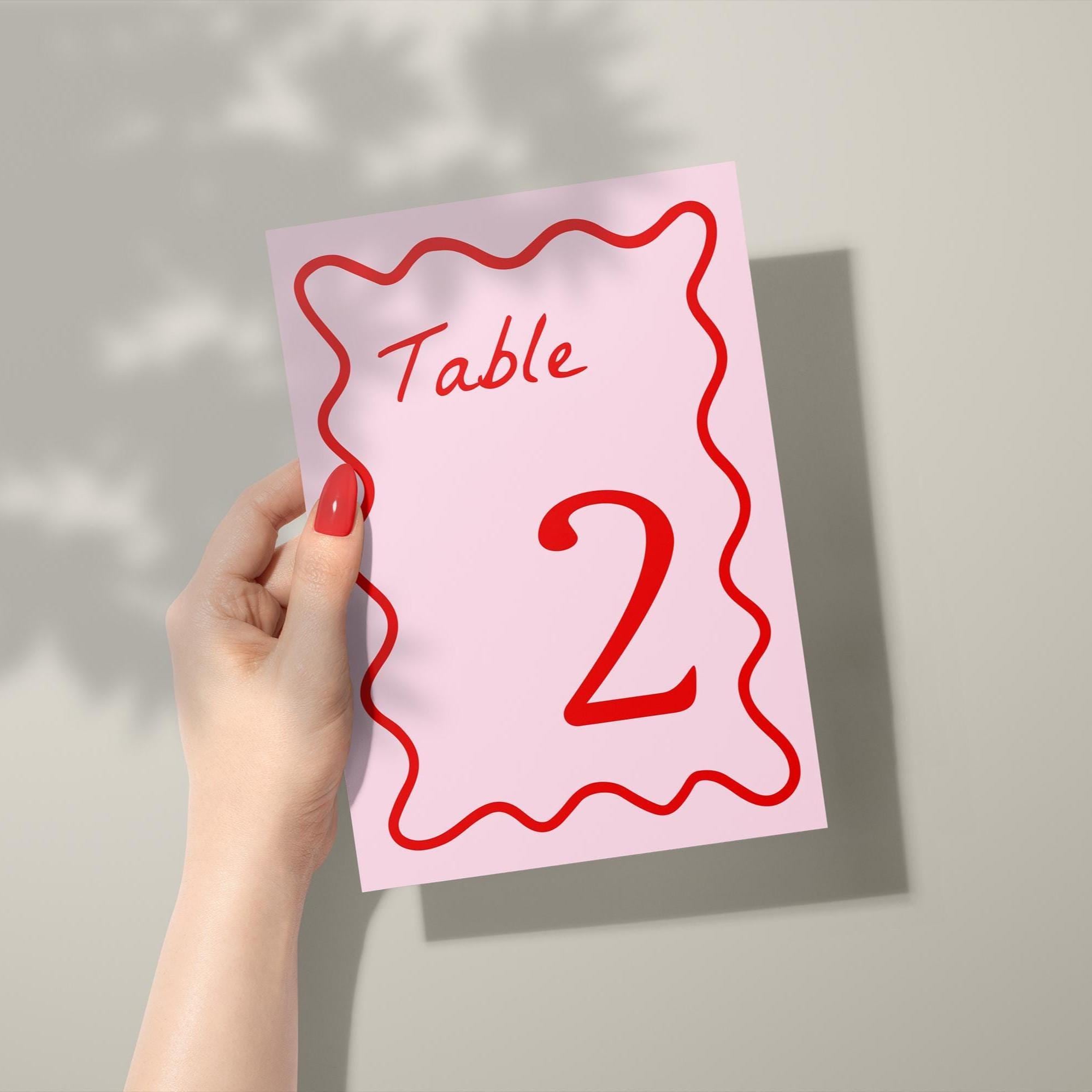 Pink and Red Wedding Table Number Template | Wedding Table Numbers ...