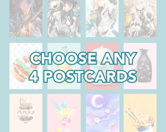 Art Postcard Set 4 Custom Art Postcards, Personalized Illustrated ...