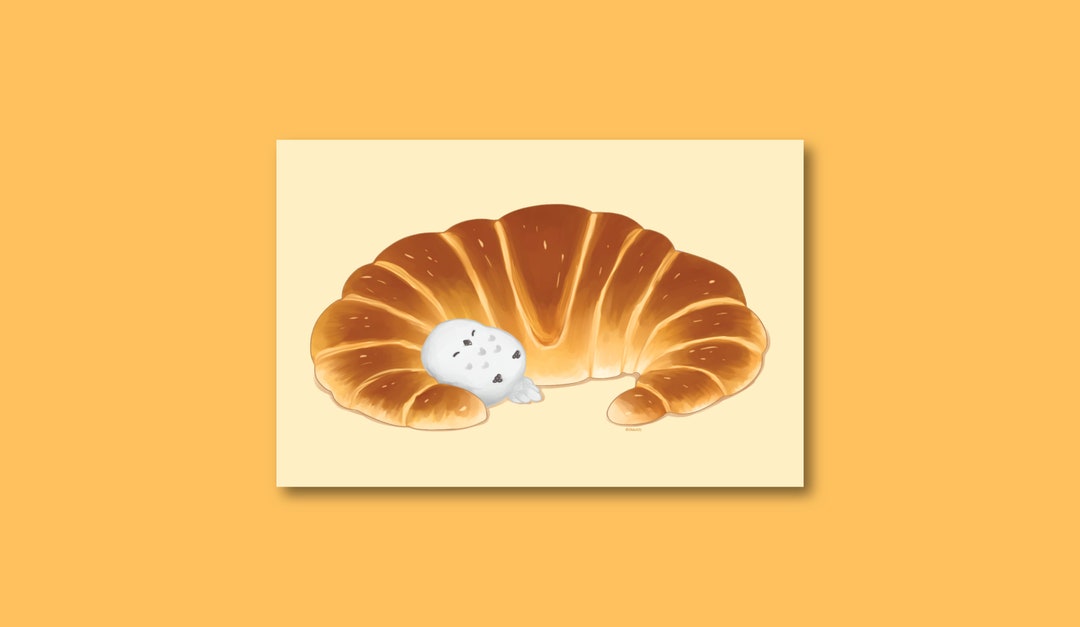 Croissant 5 X 7 Postcard | Cute Food Art | Illustrated French Food ...
