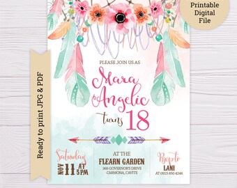 Bohemian invitation | Etsy