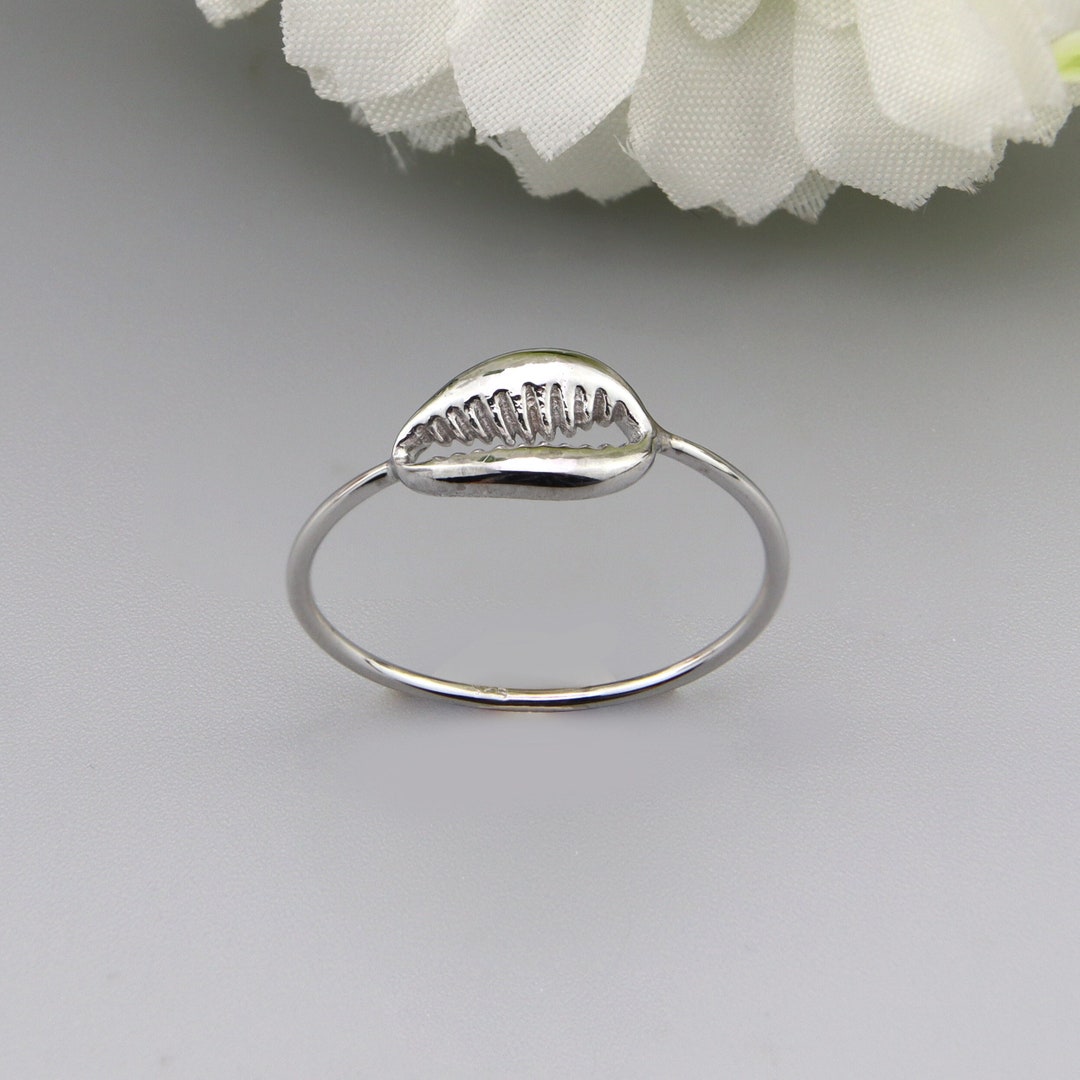 925 Sterling Silver Cowrie Sea Shell Ring, Sea Shell Silver Ring ...