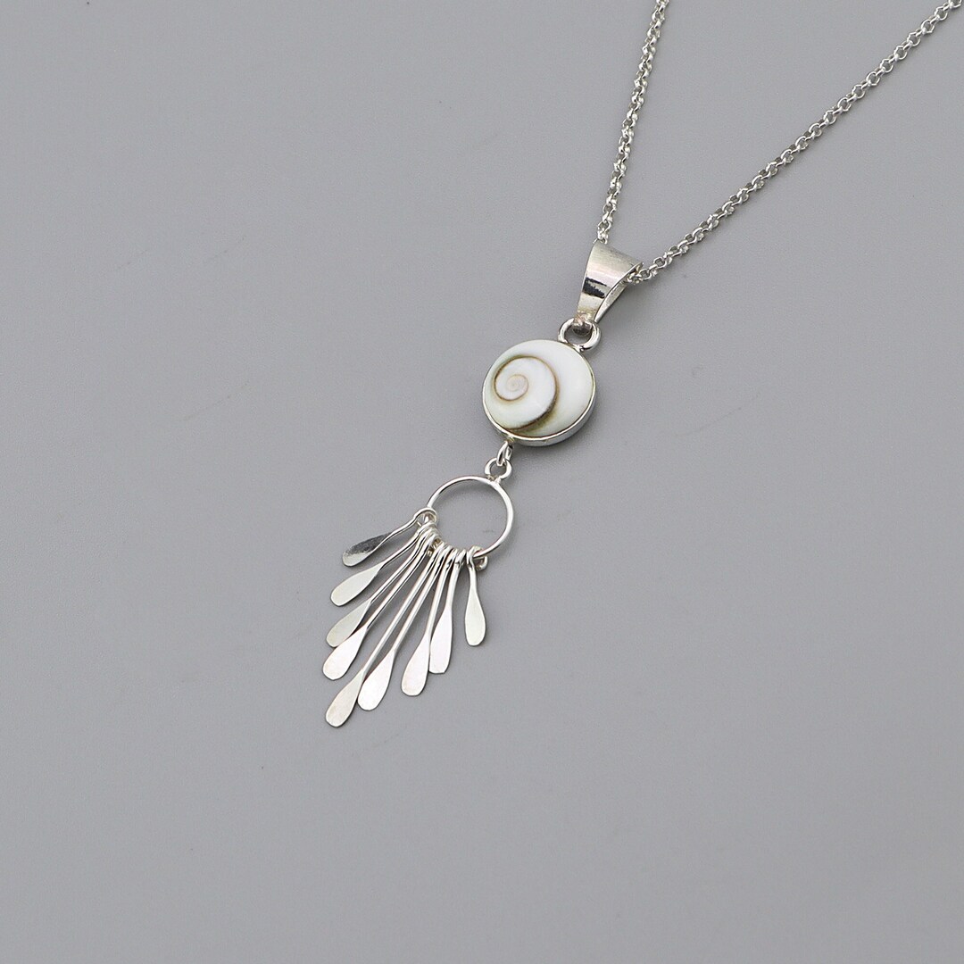 Round Dangle Design Shiva Eye Pendant for Women, Round Cut Swirl Shell ...