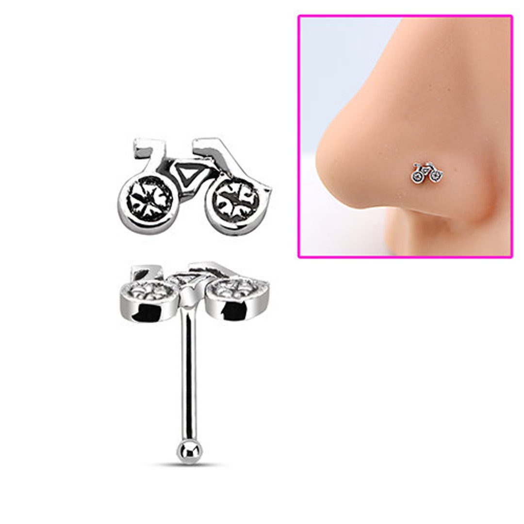Bike Nose Stud , Shiny Tiny Sport Nose Stud , Unique Bike Nose Pin Piercing , Bike Nose Studs ...