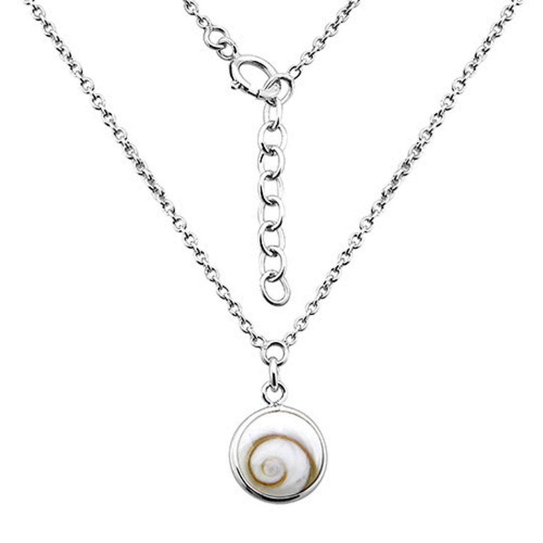 8mm Silver Round Shell Shiva Eye Necklace, Shiva Eye Jewelry, Silver ...