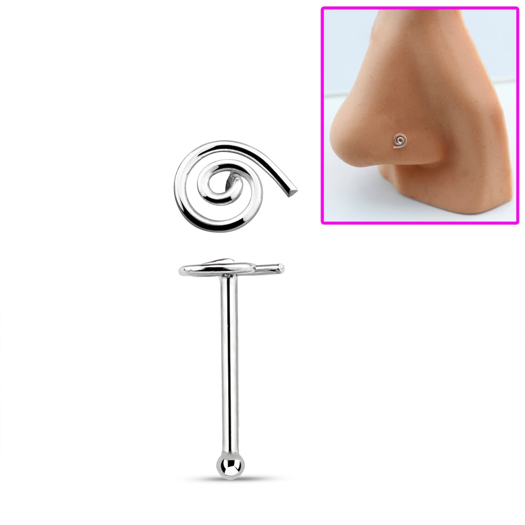 Spirale Infinity Plain Silver Nose Stud, naso Pin, Nose Jewelry, Spiral ...