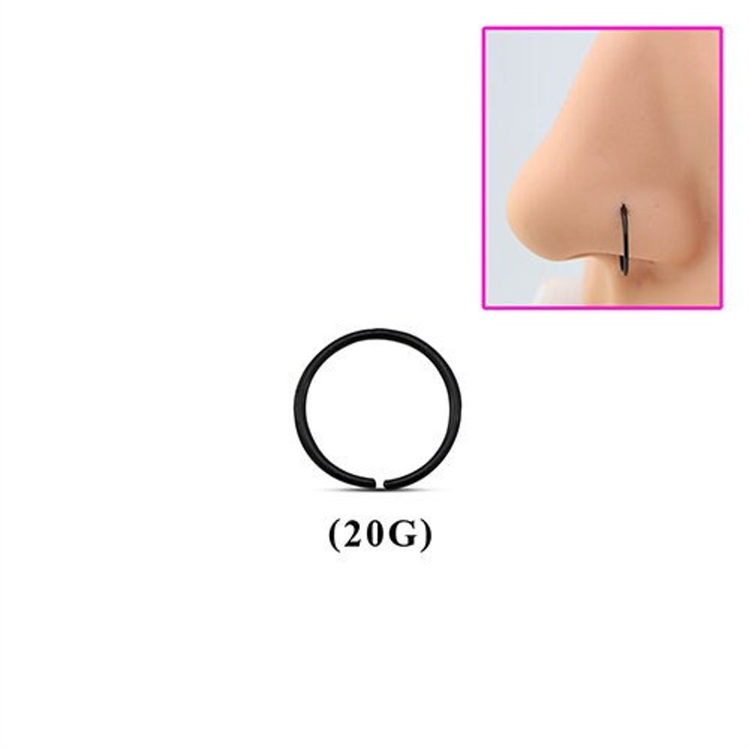 Black Nose Ring Silver Seamless Nose Hoops Nose Ring, Nose Jewelry ...