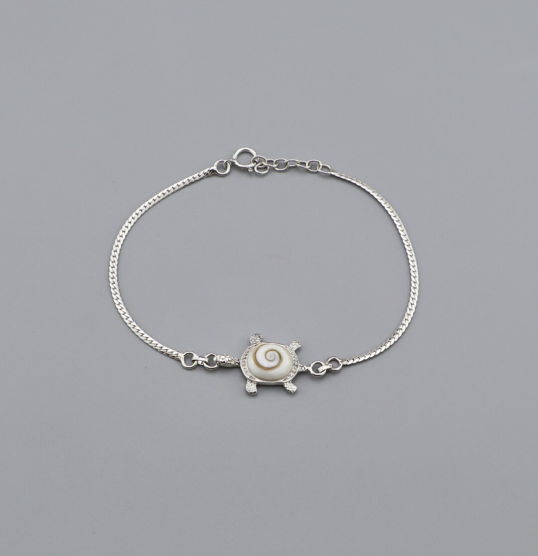Silver Turtle Shell Shiva Eye Gemstone Bracelet, Shiva Eye Shell ...