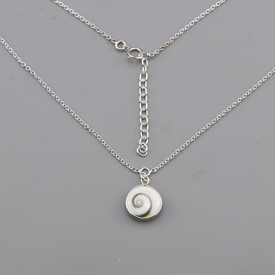 10mm Silver Round Shell Shiva Eye Necklace, Shiva Eye Jewelry, Silver ...