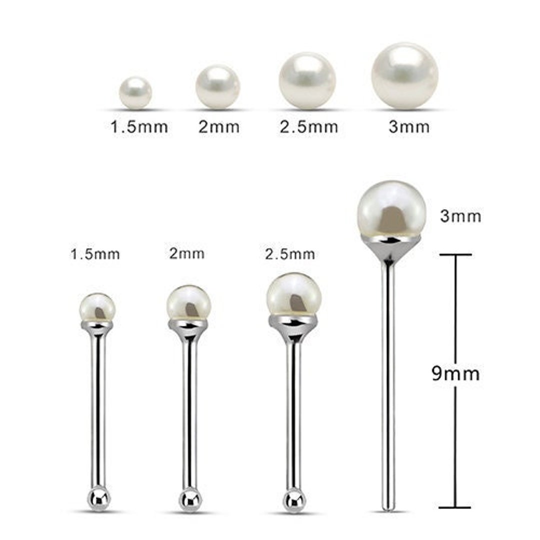Pearl Silver Nose Stud 20 Piece Wholesale Box, Pearl Nose Piercing ...