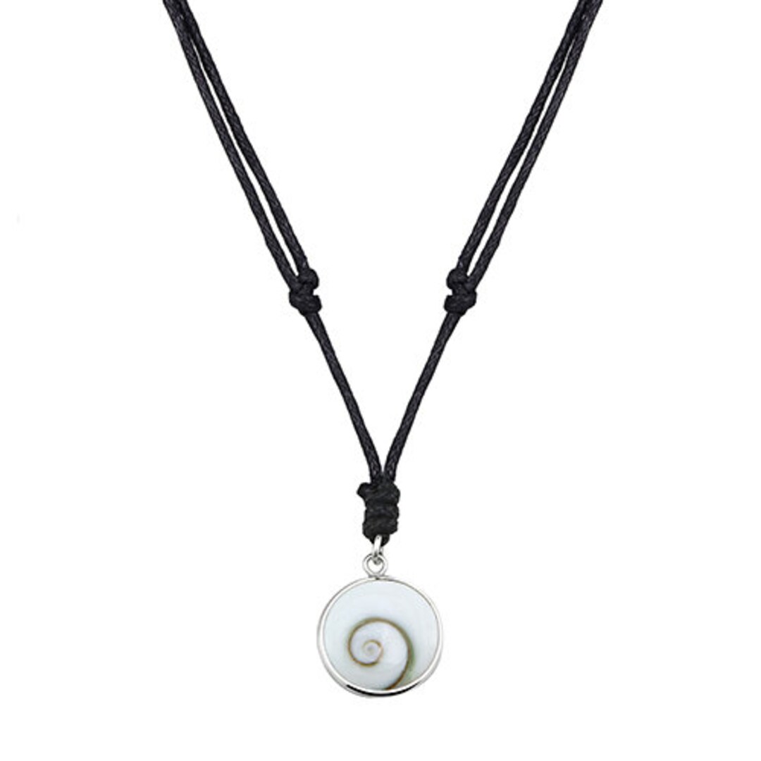 Shiva Eye Rope Necklace, Round Shiva Shell Pendant Necklace, Shiva Eye ...