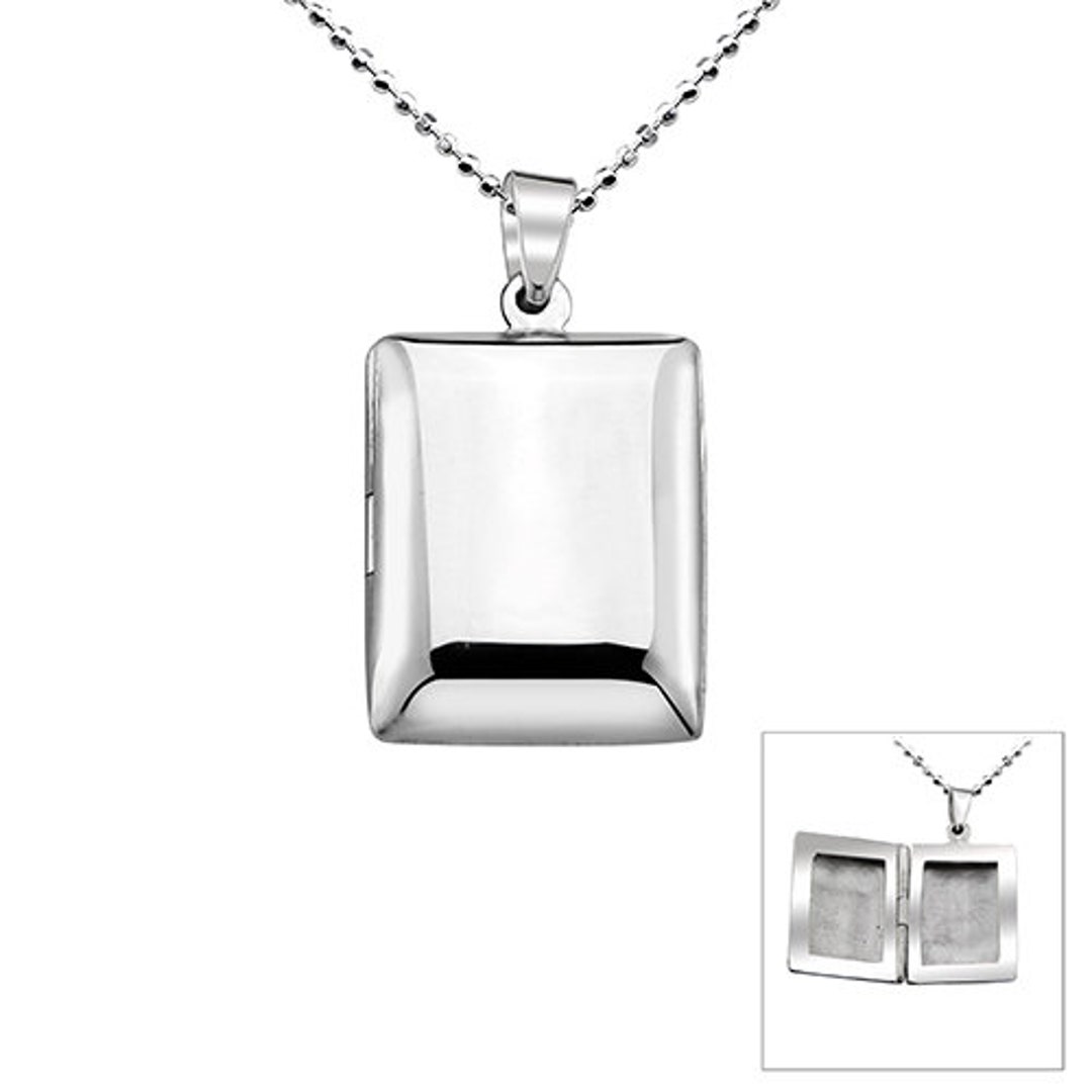 925 Sterling Silver Rectangle Locket Necklace Chain, Silver Necklace ...