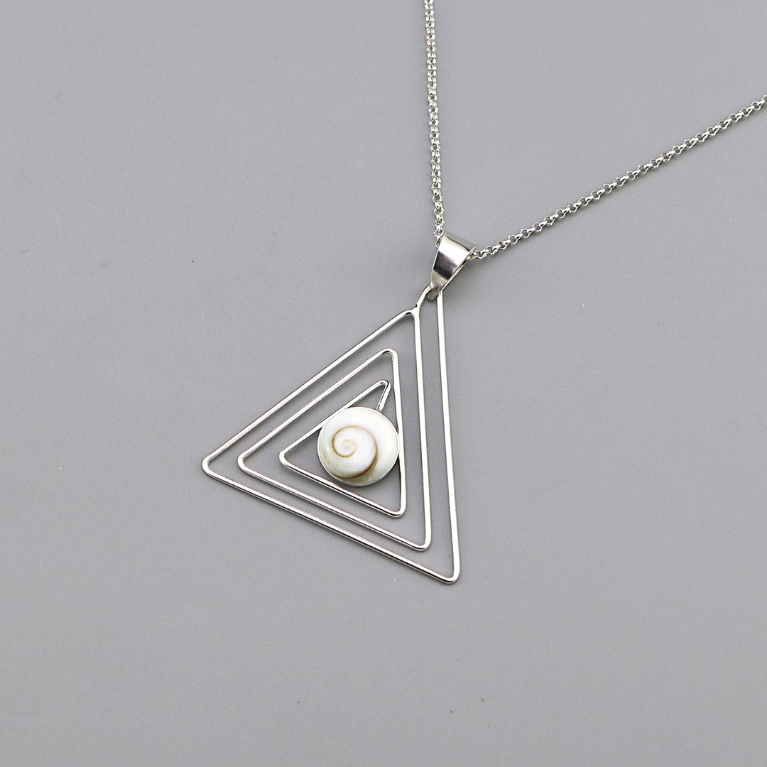 Triangle Design Eye of Shiva Shell Pendant for Women, Shiva Eye Jewelry ...