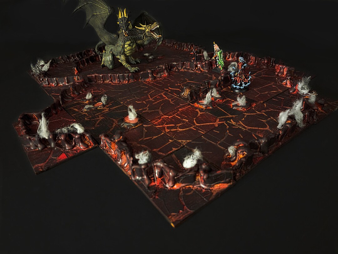 Lava Themed Modular Dungeon Tiles for Tabletop Gaming and Dungeons and ...