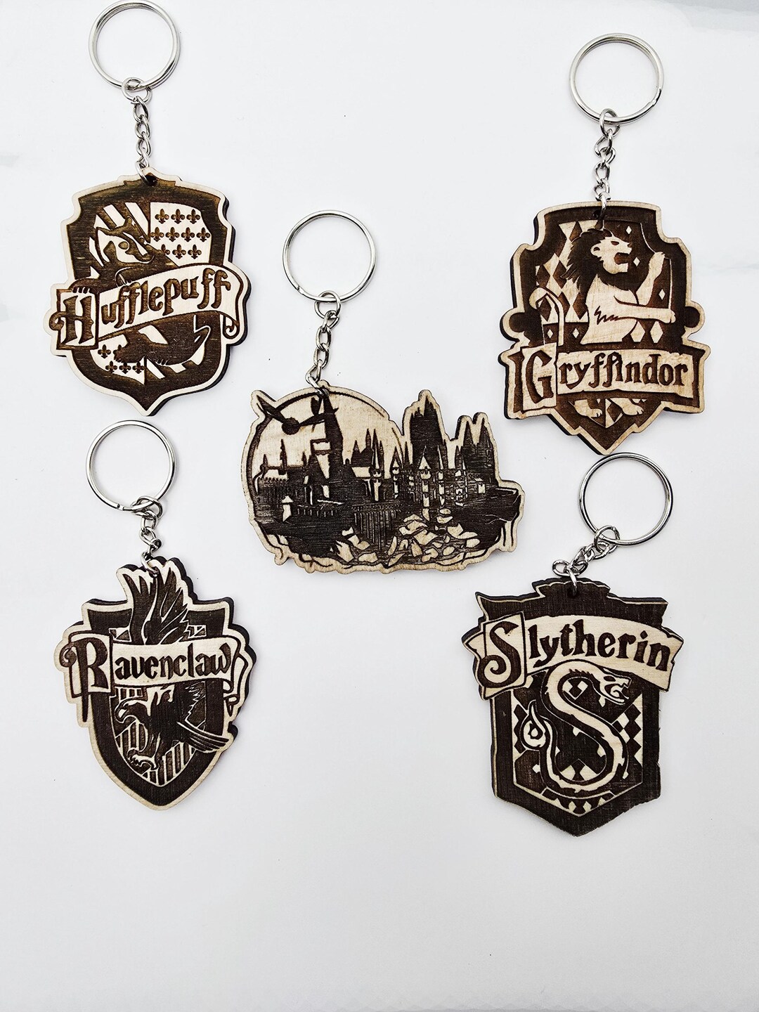 Wizarding School Wooden Keychains - Etsy