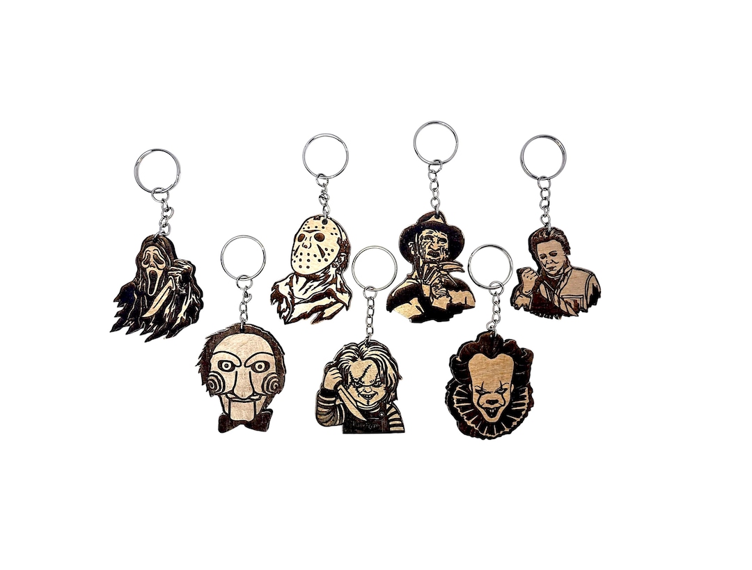 Horror Movie Villain Wooden Keychains - Etsy