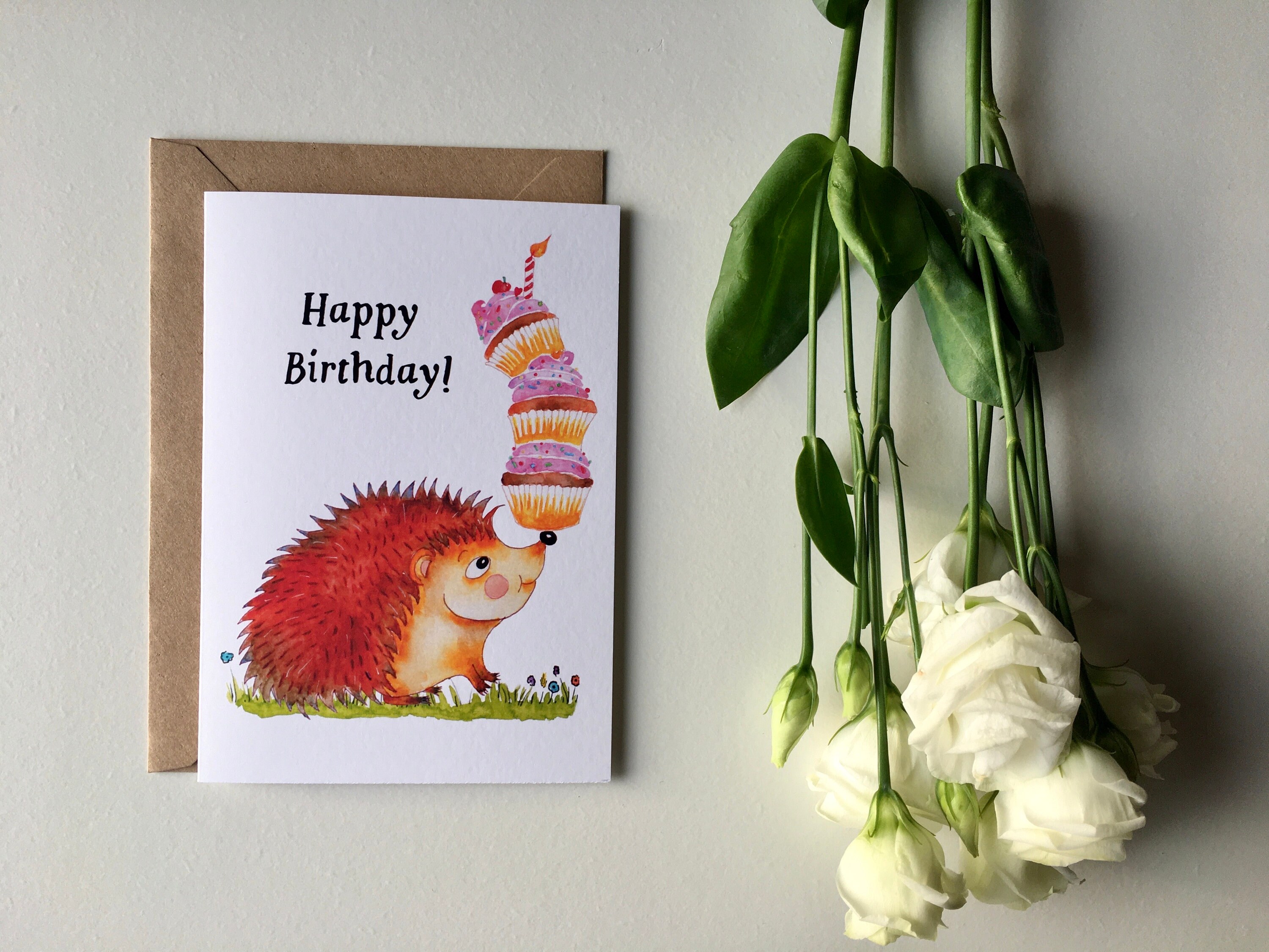 Hedgehog Birthday Card, Happy Birthday Hedgehog Card, Cute Hedgehog ...