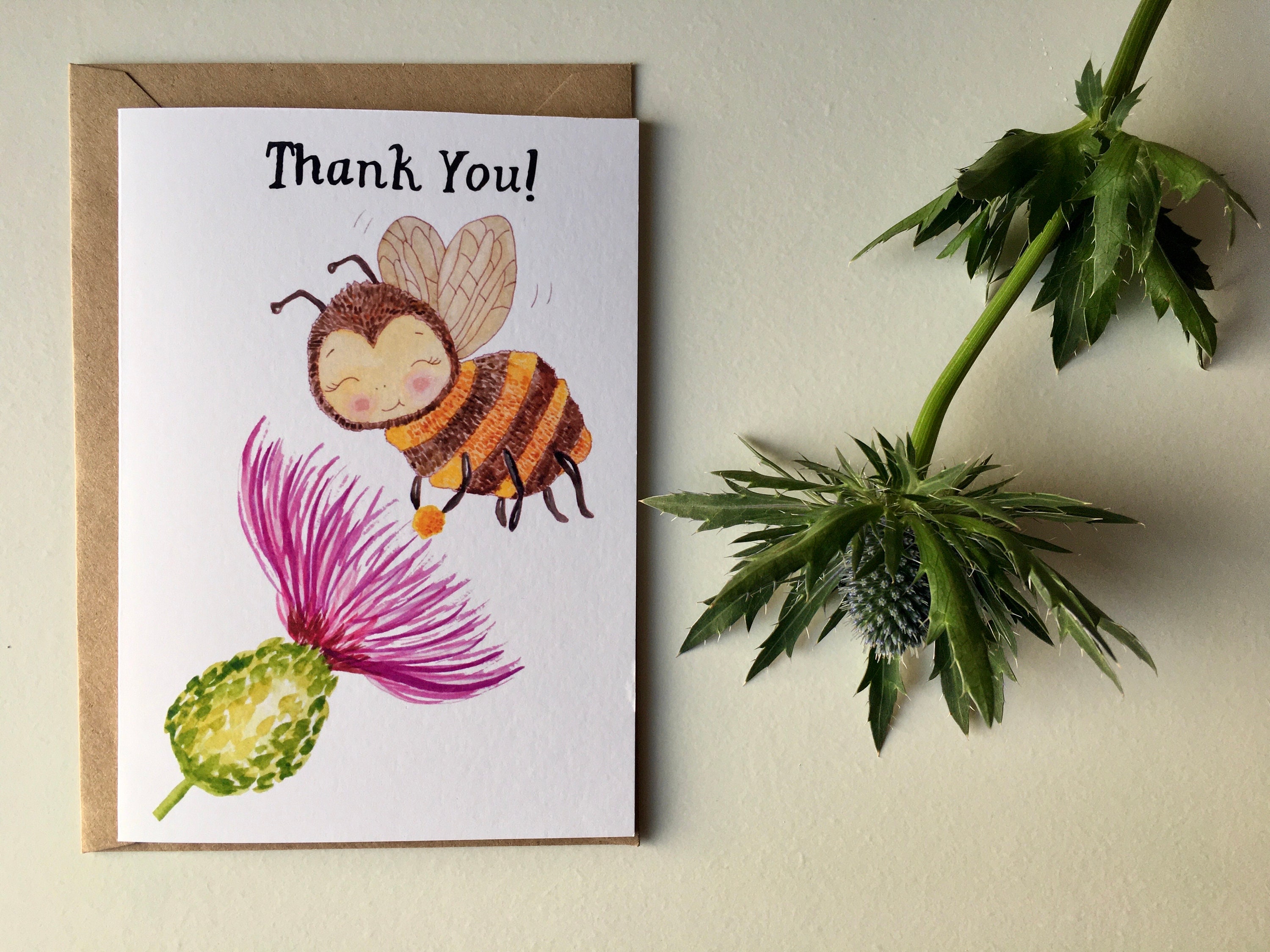 Bumble Bee Thank You Card, Thank You Card, Cute Bee Card, Woodland Card ...