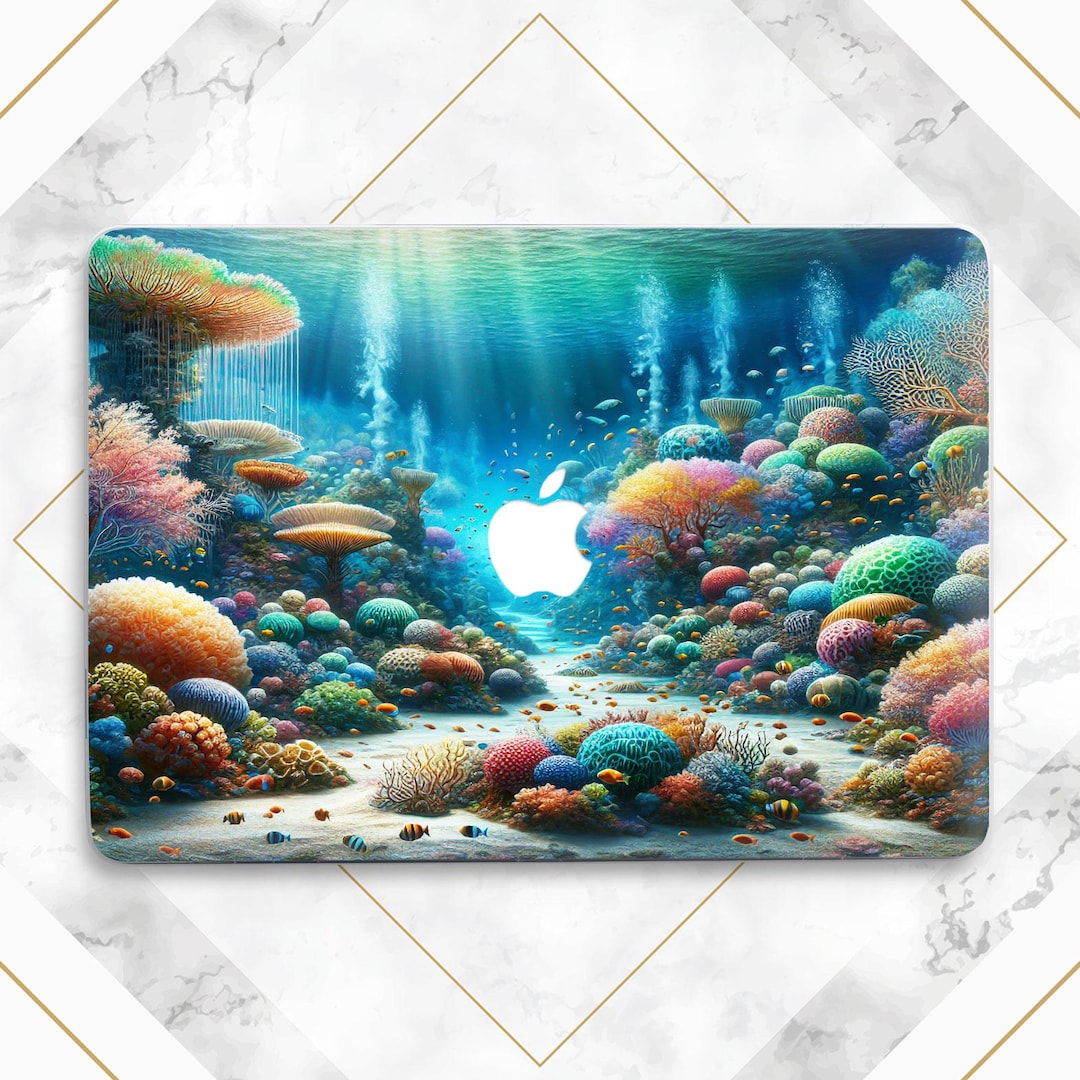 MacBook Case Ocean Coral Reef Print MacBook Hard Cover Blue Water Art ...