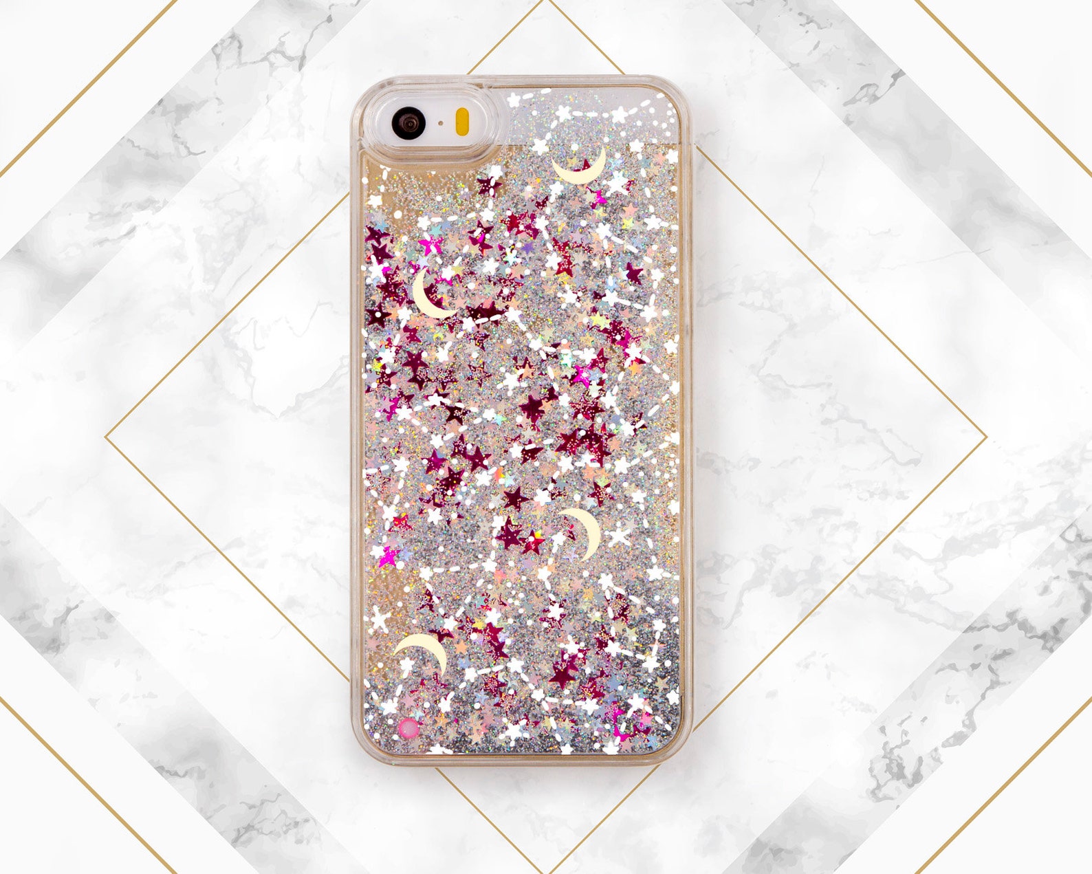 Phone case stars iPhone glitter case iPhone case moon Case for | Etsy