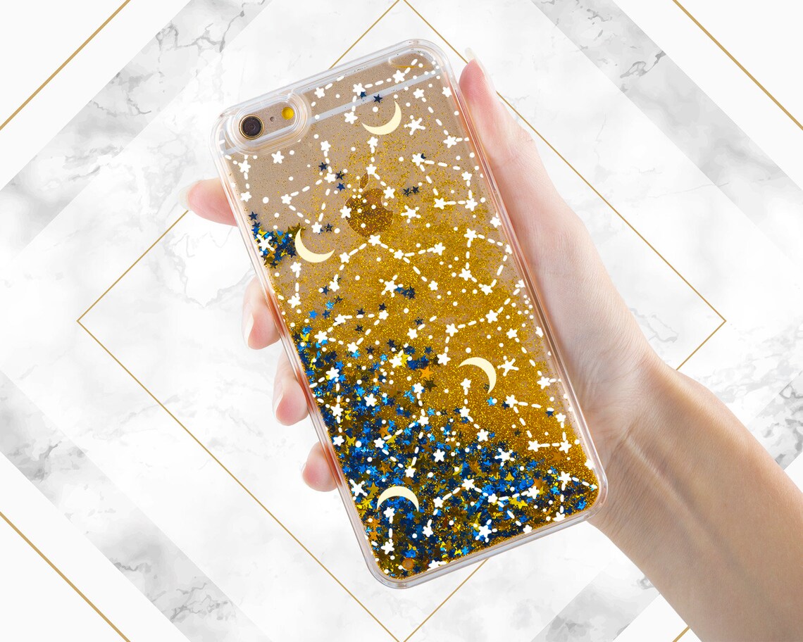 Phone case stars iPhone glitter case iPhone case moon Case for | Etsy