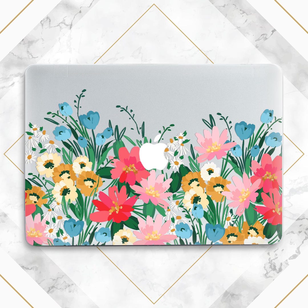 MacBook Floral Case Transparent Plastic Case Wild Flowers Art Case ...