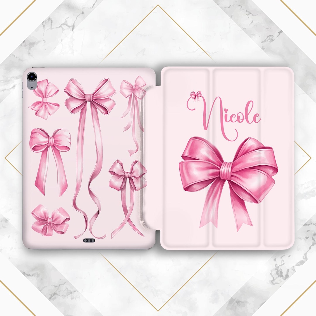 IPad Case With Bows Kawaii Girly Cover iPad Case Name Initials ...