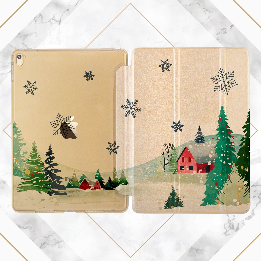 IPad Case Winter Christmas Tree Print Rose Gold Case iPad Case Golden ...
