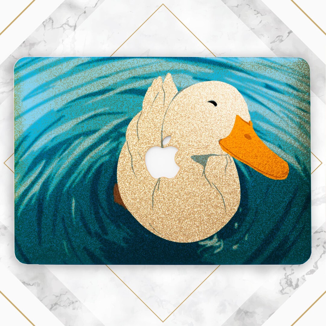 Cute Duck Print MacBook Case Glitter Blue Water Art MacBook Case Bird ...