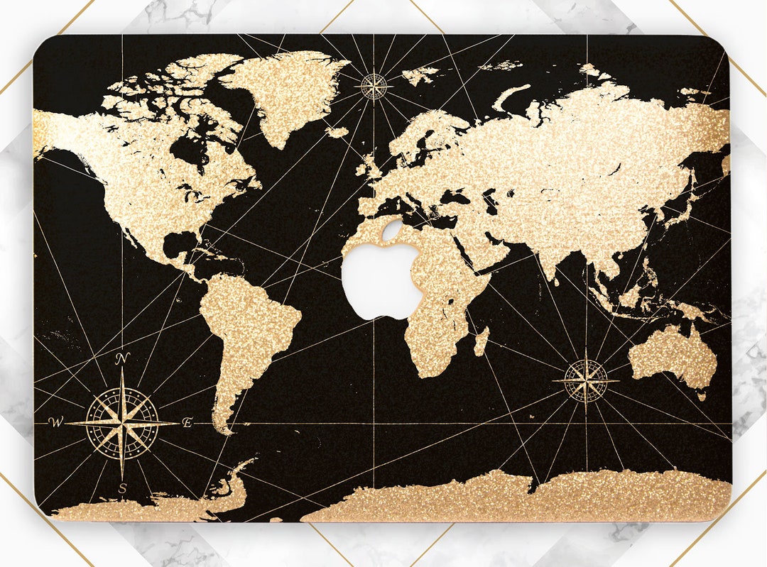 World Map Print MacBook Case Glitter MacBook Case Men MacBook M2 Case ...