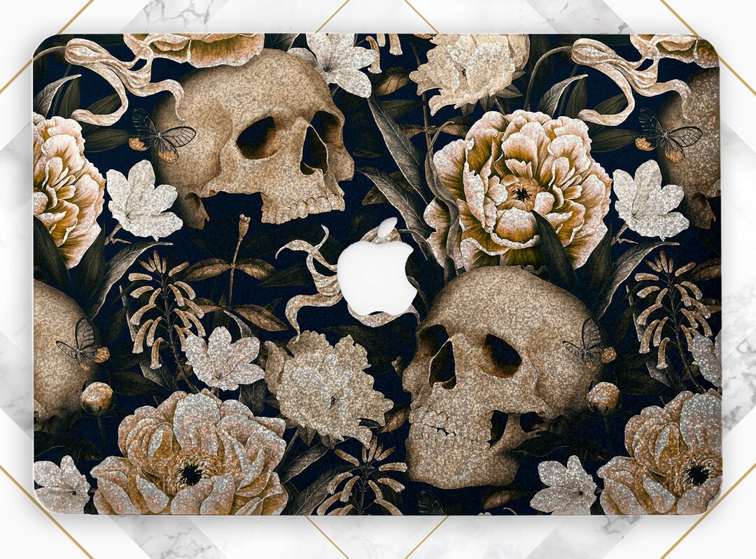 MacBook Case Goth MacBook Case Skull Golden Glitter Case Gothic Art ...