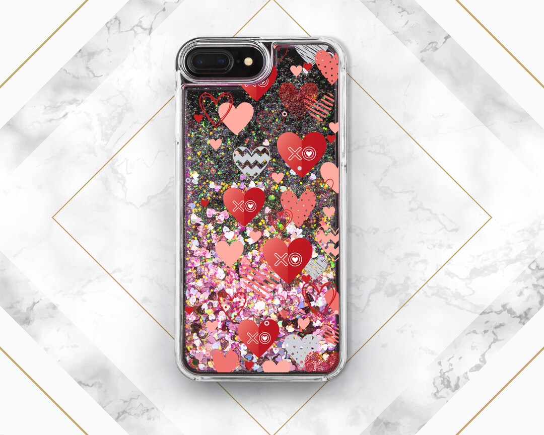 IPhone Case Hearts Case With Glitter Red Hearts Art iPhone 11 Pro Max ...