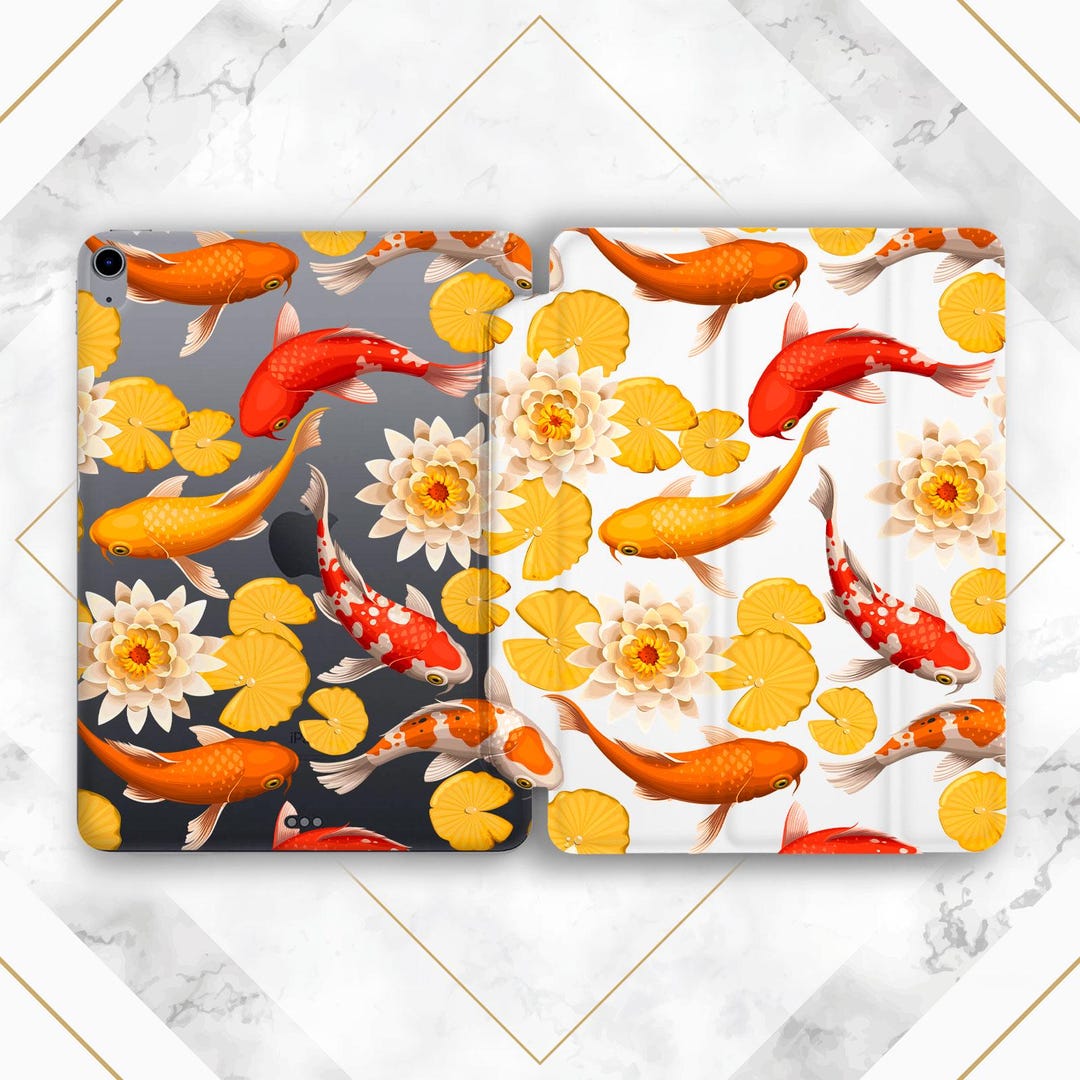 Cute Koi Fish iPad Case Water White Lotus iPad Smart Case iPad Case ...