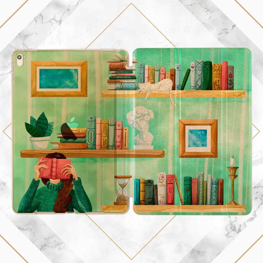 IPad Case Library Inspirational Art Case iPad Case Books White Cat ...